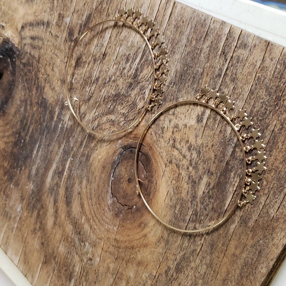 Zan*Art | Jewelry | Extra Large Gold Hoop Earrings With Starsnew | Poshmark